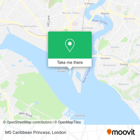 How to get to MS Caribbean Princess in London by bus or train?