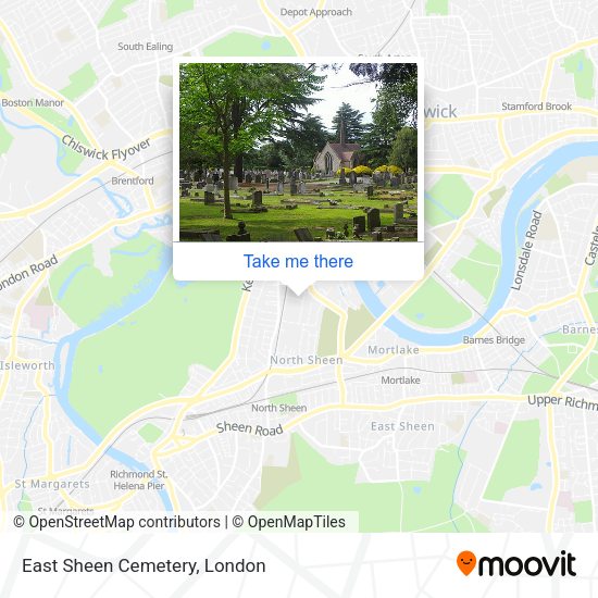 How to get to East Sheen Cemetery in Kew by bus, train or Tube?