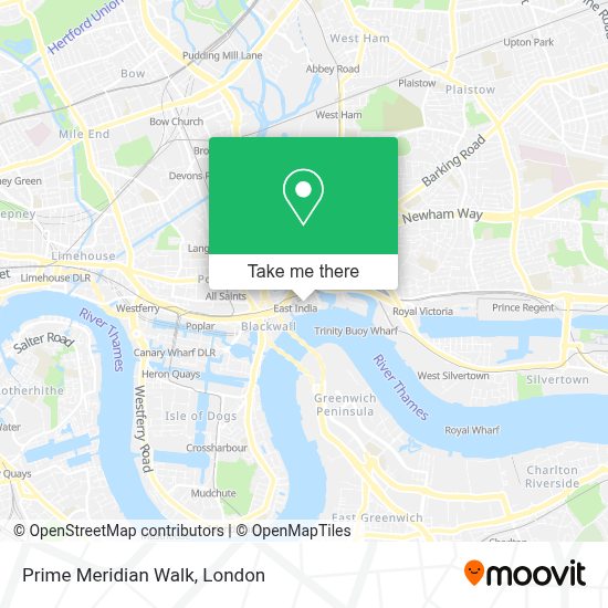 How to Get to Prime Meridian Walk in Blackwall by Tube, Bus, Train or DLR?