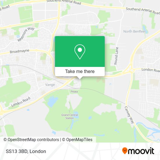 How to Get to SS13 3BD in Basildon by Bus or Train?
