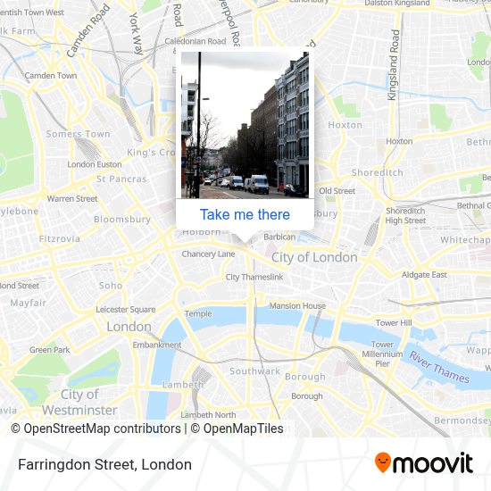 How to Get to Farringdon Street in City Of London by Bus, Train or Tube?
