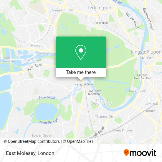 How to Get to East Molesey in Elmbridge by Bus, Train or Tube?
