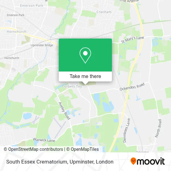 How to Get to South Essex Crematorium, Upminster in Corbets Tey by Bus ...