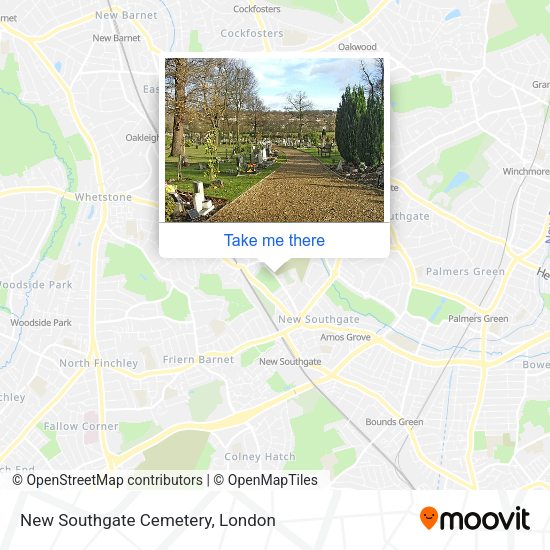 How to get to New Southgate Cemetery in Arnos Grove by bus, Tube or train?