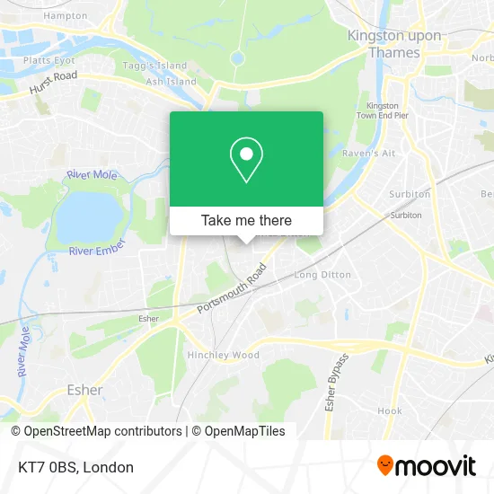 How to Get to KT7 0BS in Elmbridge by Bus or Train?