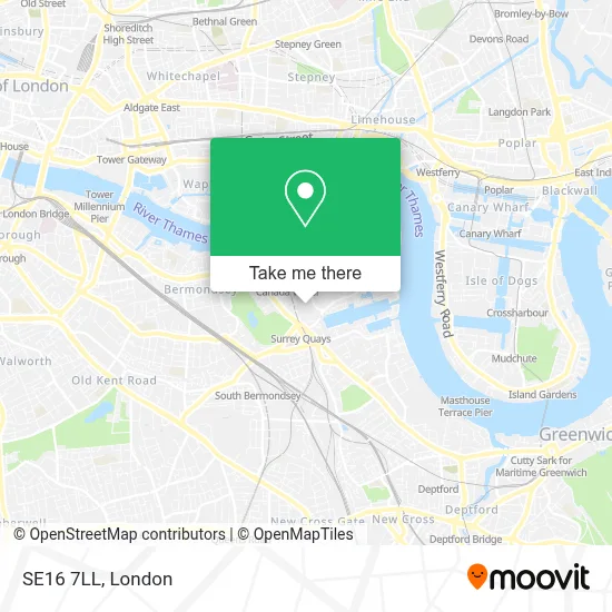How to Get to SE16 7LL in Surrey Quays by Tube, Bus or Train?