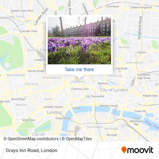 How to get to Grays Inn Road in Bloomsbury by bus, train or Tube?