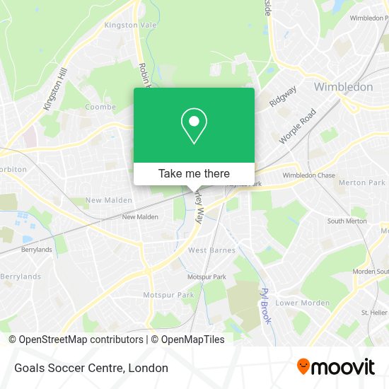 How to get to Goals Soccer Centre in Raynes Park by bus, train or Tube?