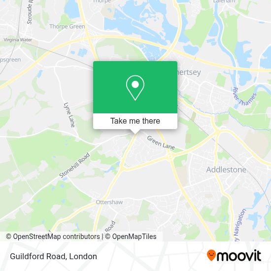 How to get to Guildford Road in Runnymede by bus or train?