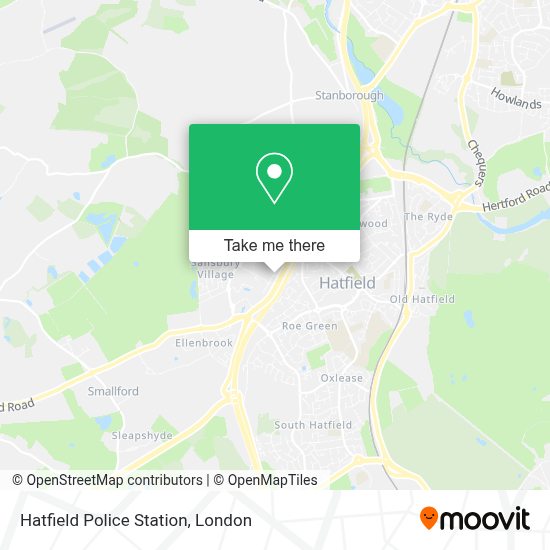 How to Get to Hatfield Police Station in Hatfield (Herts) by Bus or Train?