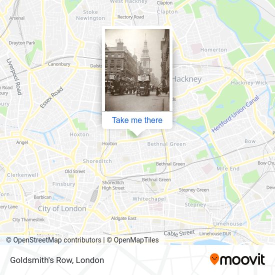 How to get to Goldsmith's Row in Cambridge Heath by Bus, Train or Tube?