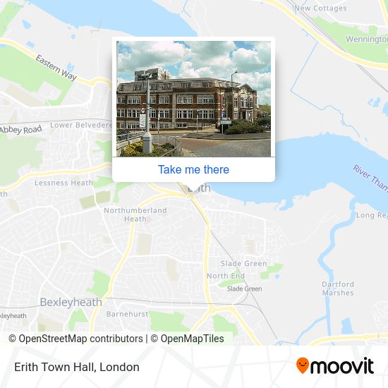 How to get to Erith Town Hall by bus, train, Tube or DLR?