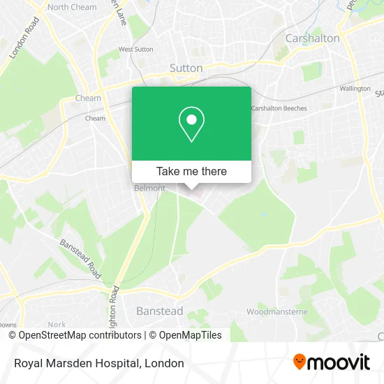 How to Get to Royal Marsden Hospital in Belmont (Sutton) by Bus or Train?