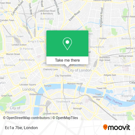 How to Get to Ec1a 7be in City Of London by Bus, Tube, Train or DLR?