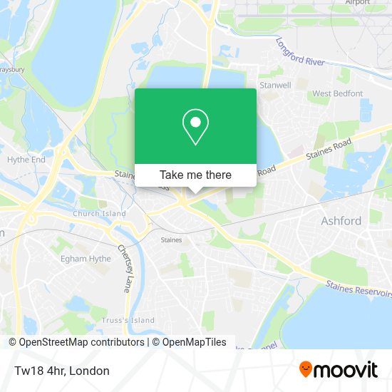 How to get to Tw18 4hr in Staines-Upon-Thames by bus or train?