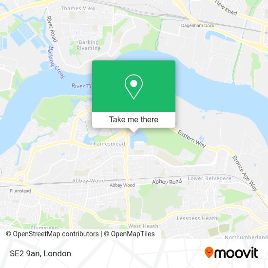 How to get to SE2 9an in Thamesmead by Bus, Train or Tube?