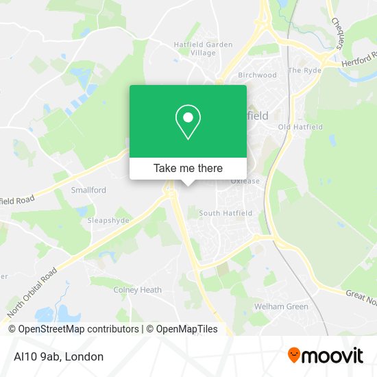 How to Get to Al10 9ab in Hatfield (Herts) by Bus or Train?