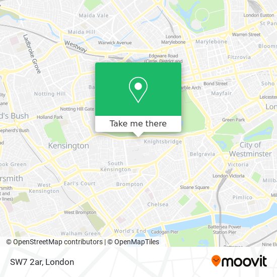 How to get to SW7 2ar in Kensington by bus, Tube or train?