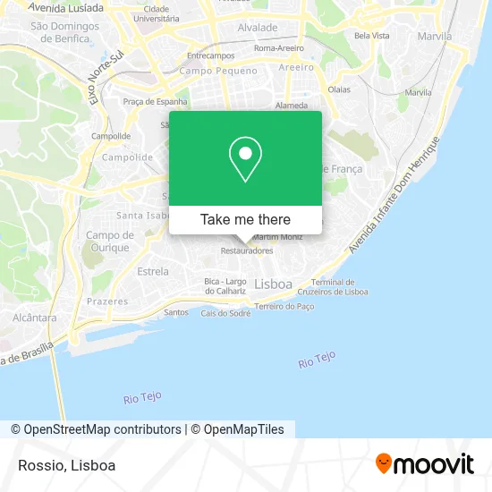 How to Get to Rossio in Lisboa by Bus, Metro, Train, Light Rail or Ferry?