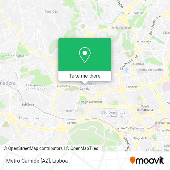 Como chegar a Metro Carnide [AZ] em Lisboa por autocarro, metro ou comboio?