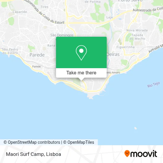 Como chegar a Maori Surf Camp em Cascais por autocarro ou comboio?