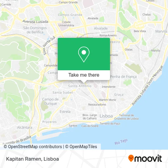 Como chegar a Kapitan Ramen em Lisboa por autocarro, metro ou comboio?