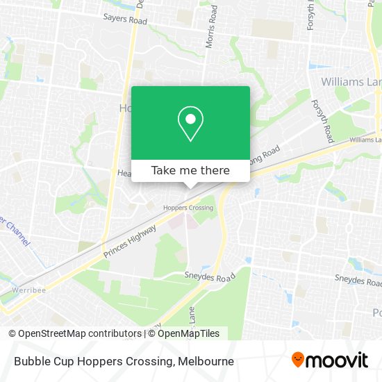 How to get to Bubble Cup Hoppers Crossing by Train or Bus?