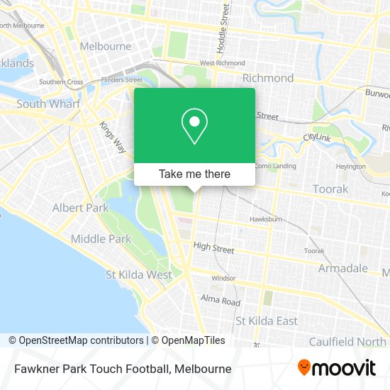 How to get to Fawkner Park Touch Football in South Yarra by bus, train ...