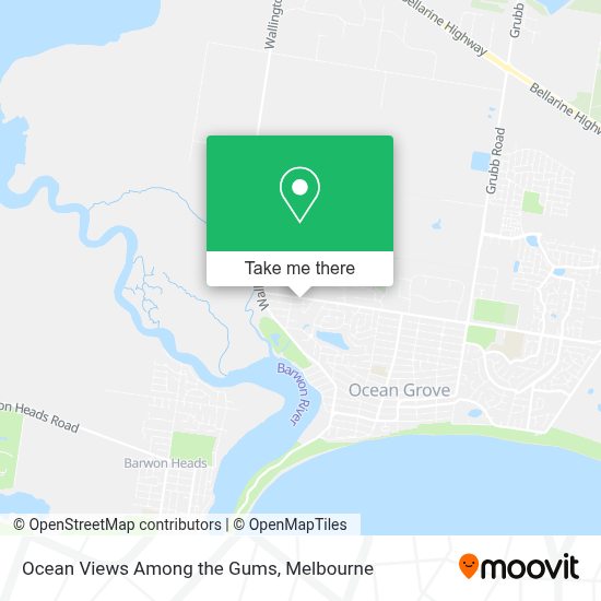 How to get to Ocean Views Among the Gums in Ocean Grove by bus or train?