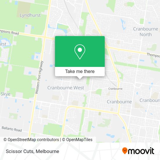 How to get to Scissor Cuts in Cranbourne West by bus or train?