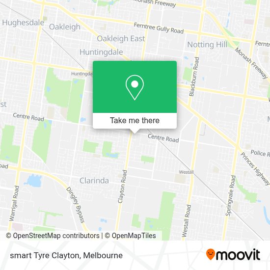 How to get to smart Tyre Clayton in Clayton South by bus or train?