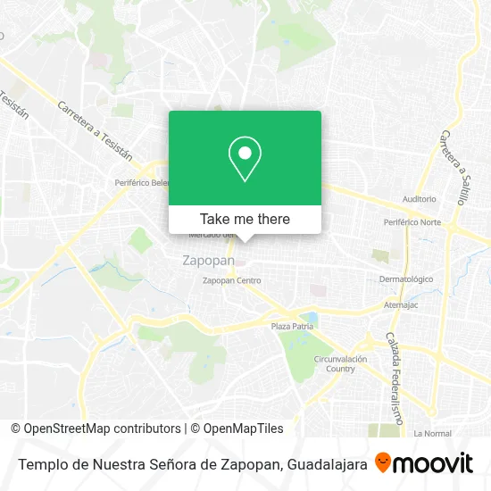 ¿Cómo llegar a Templo de Nuestra Señora de Zapopan en autobús o tren?