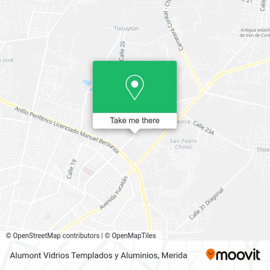 ¿Cómo llegar a Alumont Vidrios Templados y Aluminios en Conkal en autobús?