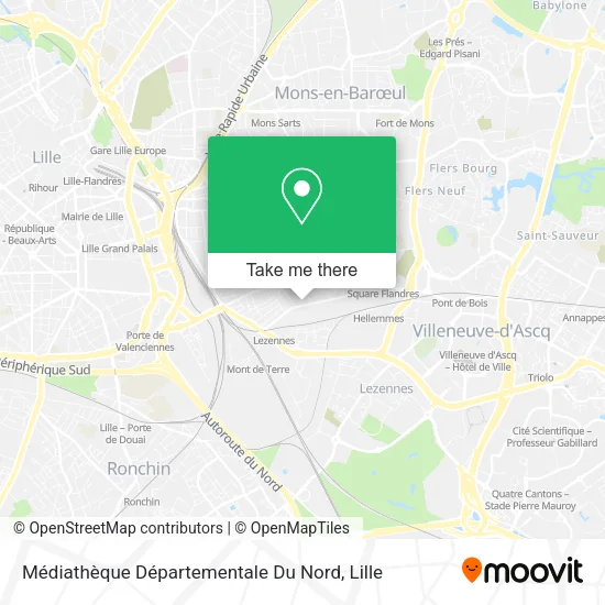 ¿Cómo llegar a Médiathèque Départementale Du Nord en Lille en autobús, metro o tren?