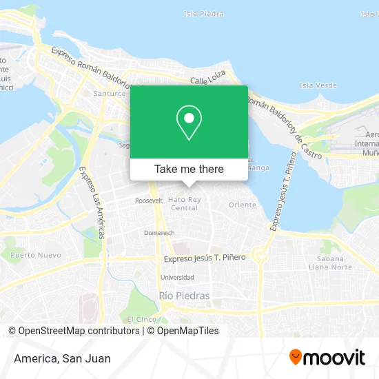 How to Get to America in Hato Rey Central by Bus or Train?
