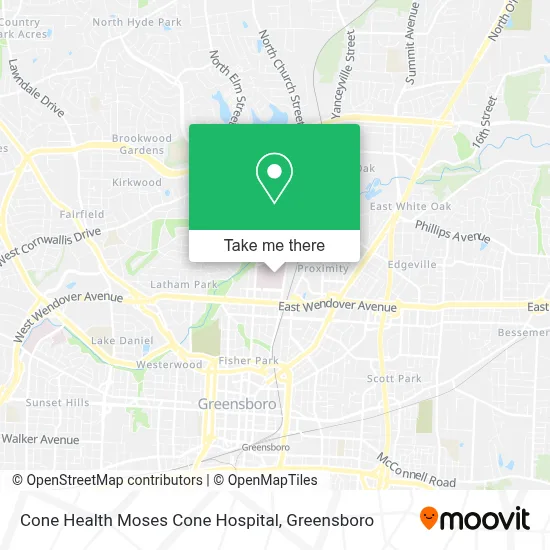 How to Get to Cone Health Moses Cone Hospital in Greensboro by Bus?