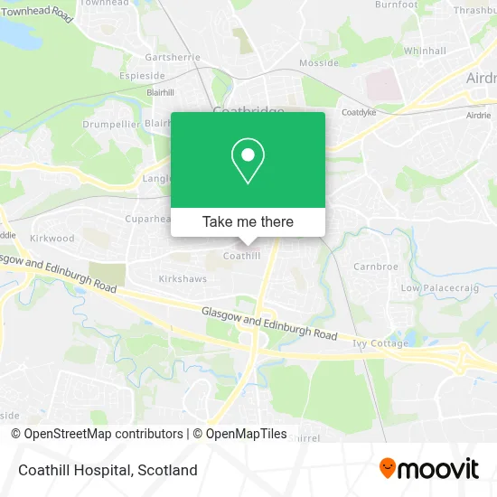 How to Get to Coathill Hospital in Coatbridge by Bus or Train?