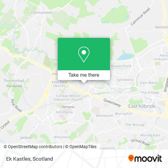 How to get to Ek Kastles in East Kilbride by train or bus?