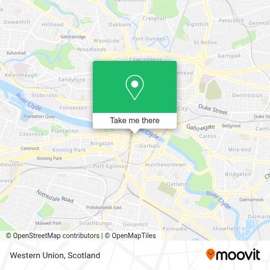 How to get to WESTERN UNION in Glasgow by bus or train?