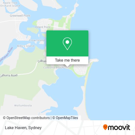 How to get to Lake Haven in Culburra Beach by train or bus?