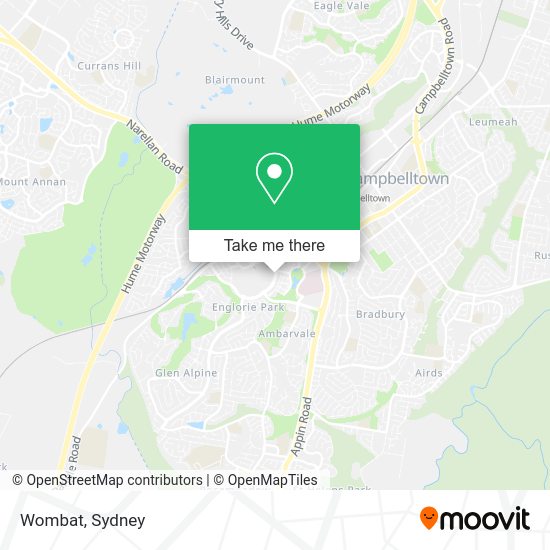 How to get to Wombat in Campbelltown (NSW) by train or bus?