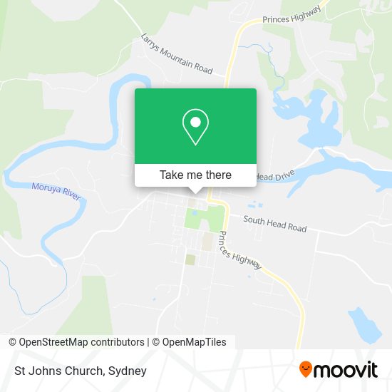 How to get to St Johns Church in Moruya by bus or train?