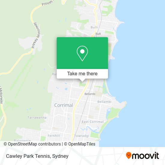 How to get to Cawley Park Tennis in Russell Vale by bus or train?