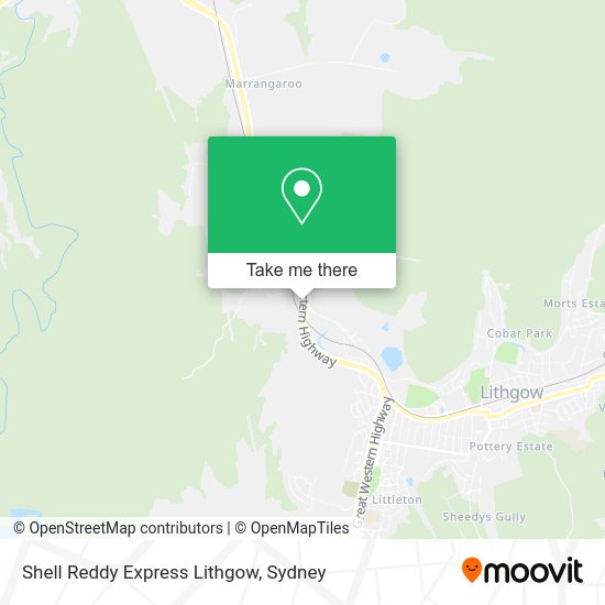 How to get to Shell Reddy Express Lithgow in Bowenfels by bus or train?