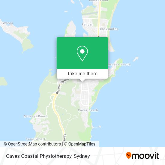How to get to Caves Coastal Physiotherapy in Caves Beach by bus or train?