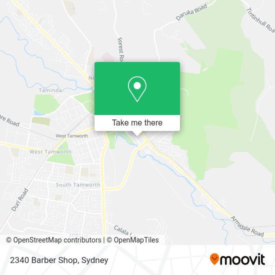 How to get to 2340 Barber Shop in Tamworth by bus or train?