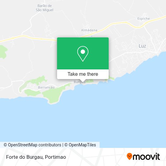 Como chegar a Forte do Burgau em Luz por autocarro ou comboio?