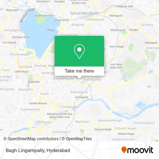 How to get to Bagh Lingampally in Hyderabad by bus, metro or train?