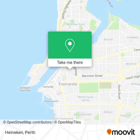 ¿Cómo llegar a Heineken en East Fremantle en autobús o tren?