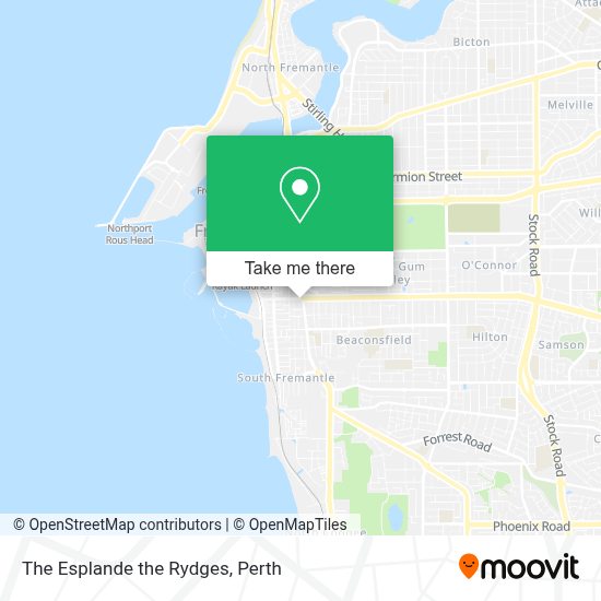 How to get to The Esplande the Rydges in South Fremantle by bus or train?